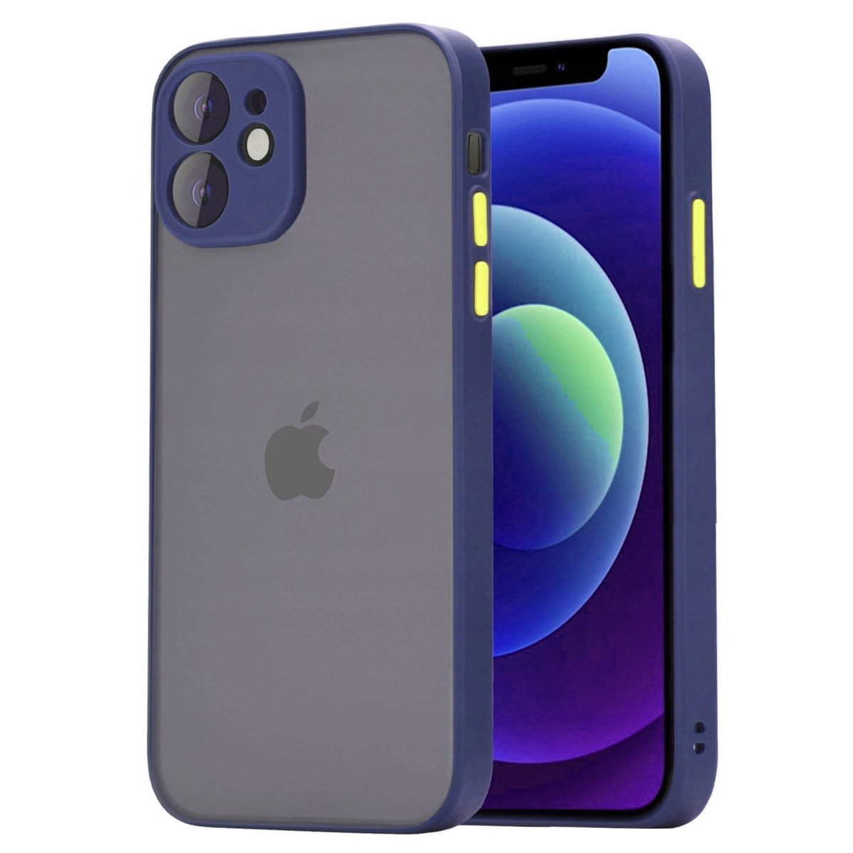 Matowe Etui Z Ochroną Aparatu Do Iphone 12 Mini Granatowy Bowi