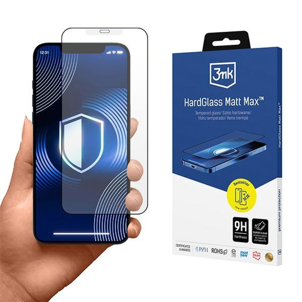 Matowe szkło ochronne na ekran iPhone 12/12 Pro - 3mk HardGlass Matt ...