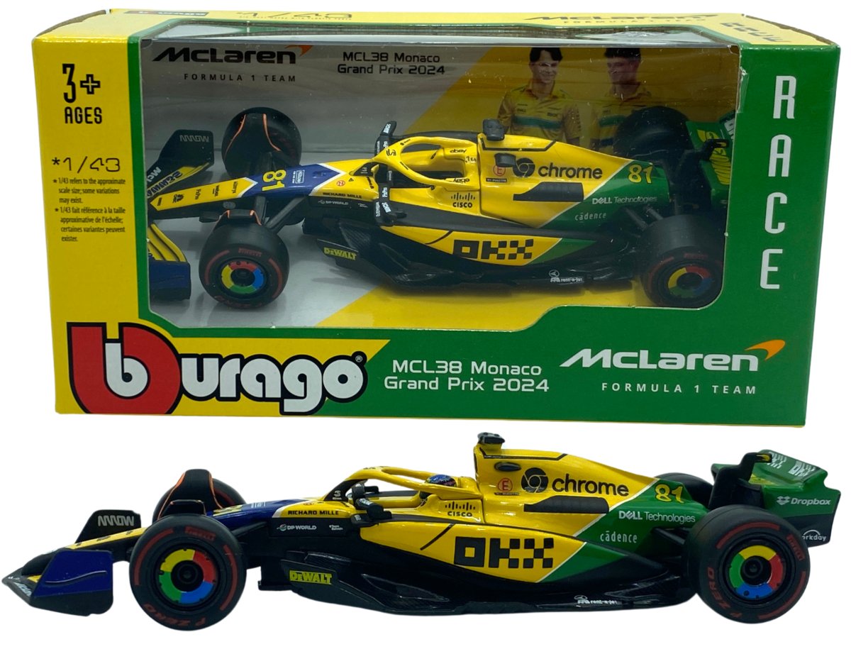 McLaren MCL38 GP Monaco F1 2024 #4 Piastri BBurago 1:43 - Bburago | Sklep EMPIK.COM