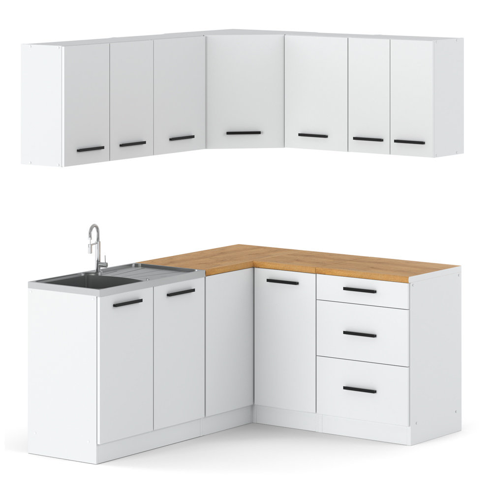 Meble Kuchenne Białe Narożne Nowoczesne Modułowe Zestaw Kuchenny Danka ...