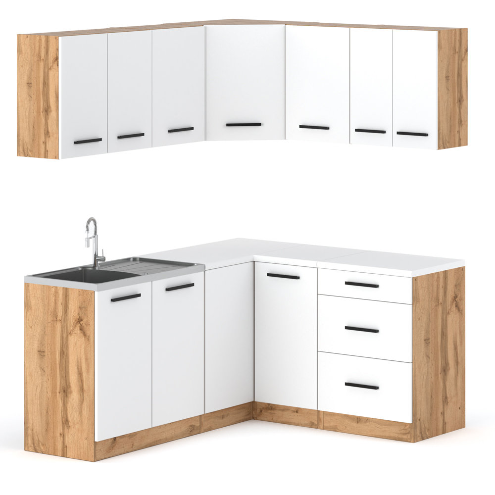 Meble Kuchenne Białe Nowoczesne Narożne Modułowe Zestaw Kuchenny Danka ...