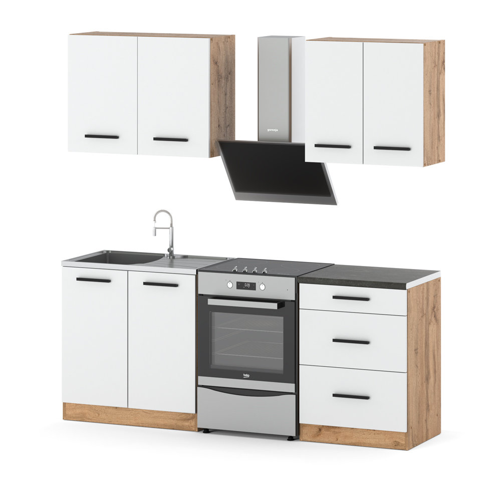 Meble Kuchenne Białe Nowoczesne Zestaw Mini Mokka Modułowy Szafki 2.0m ...