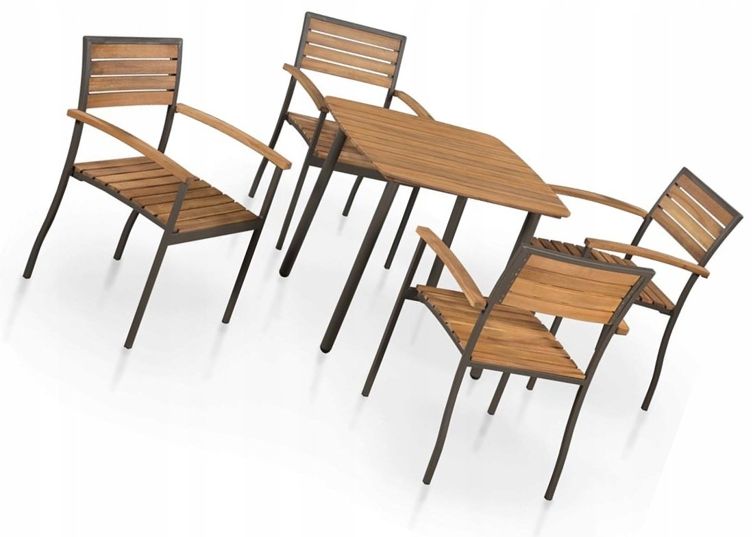 Meble Ogrodowe == Akacja I Stal == Brązowo-Czarne - Inna marka | Sklep ...