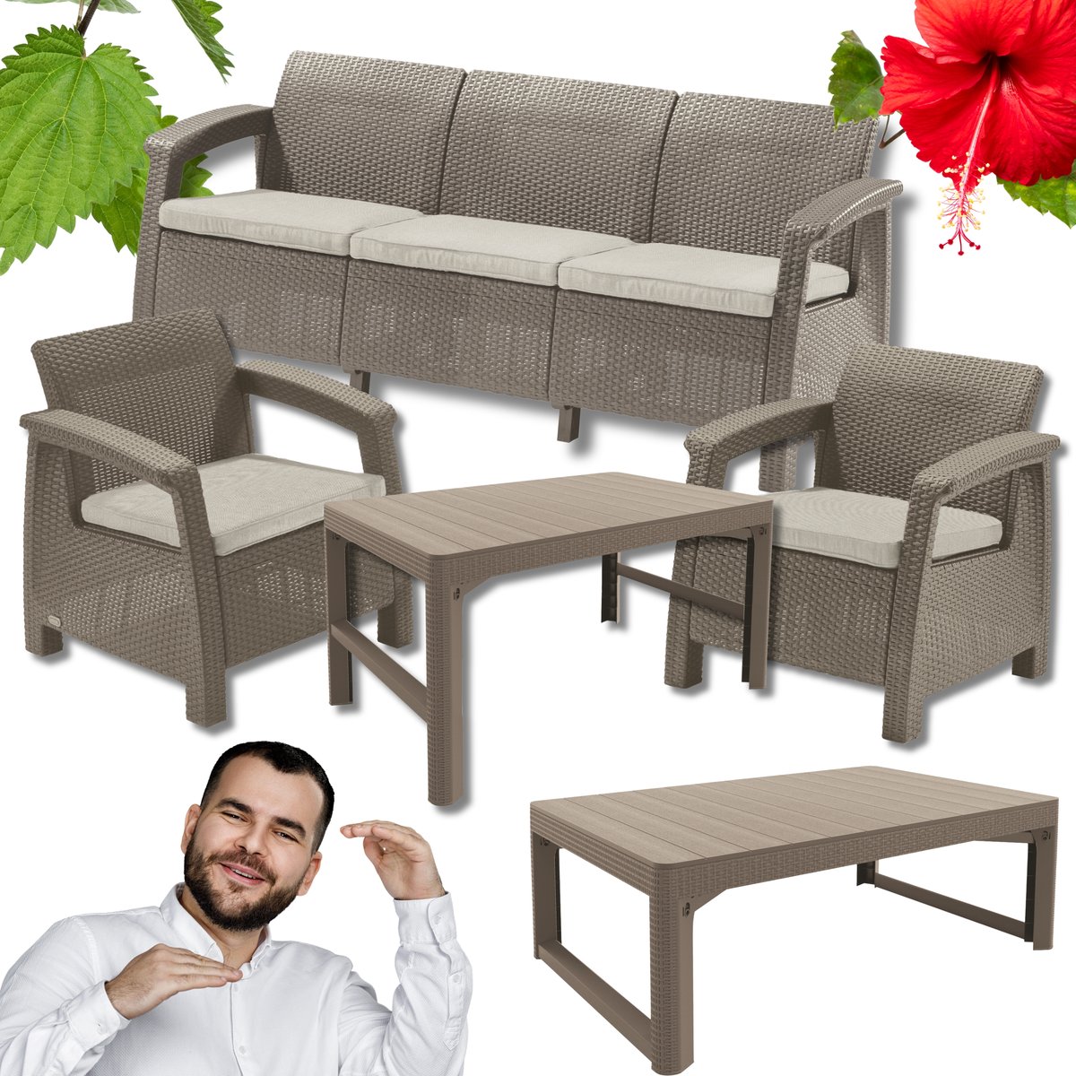 Meble ogrodowe CORFU SET MAX + LYON cappuccino - Inna marka | Sklep ...