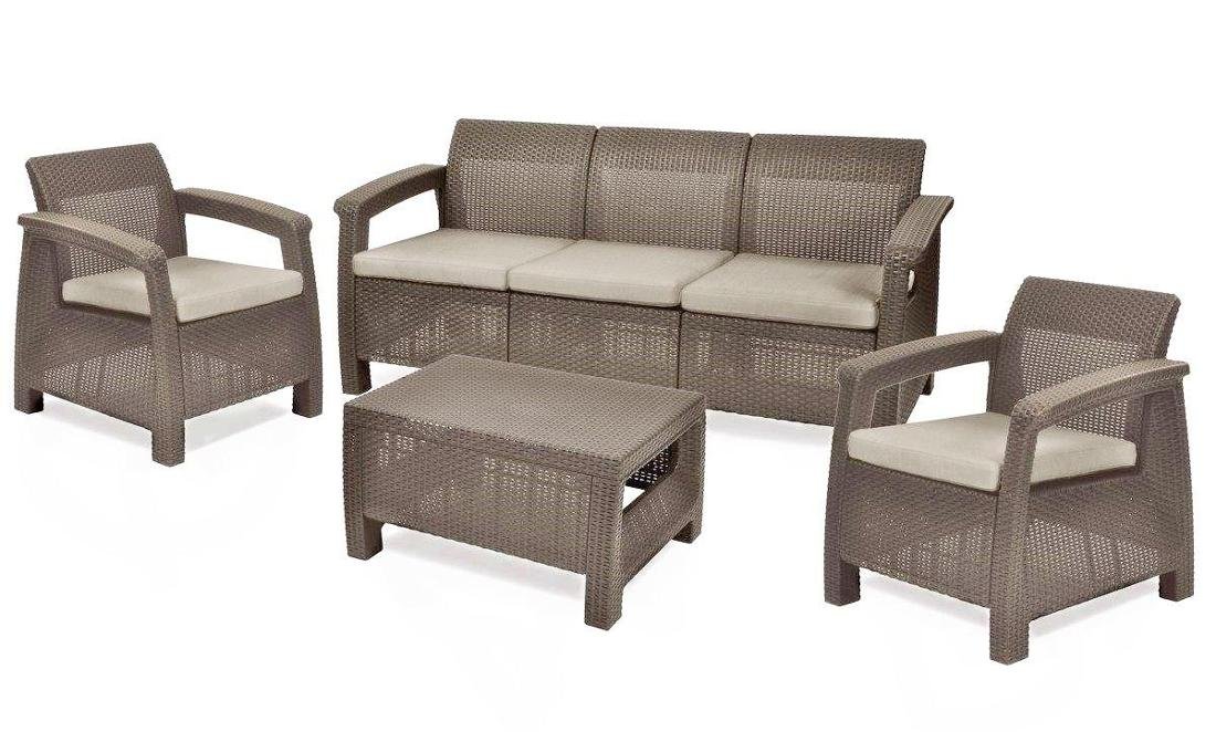 Meble ogrodowe CURVER Corfu Set Max, cappuccino - Curver | Sklep EMPIK.COM