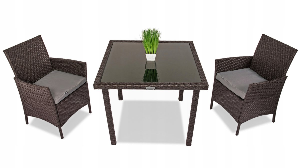 Meble ogrodowe rattanowe Big Family ST 90x90 + FOTEL x2 Ciemny Br zowy - Just Relax | Sklep ...