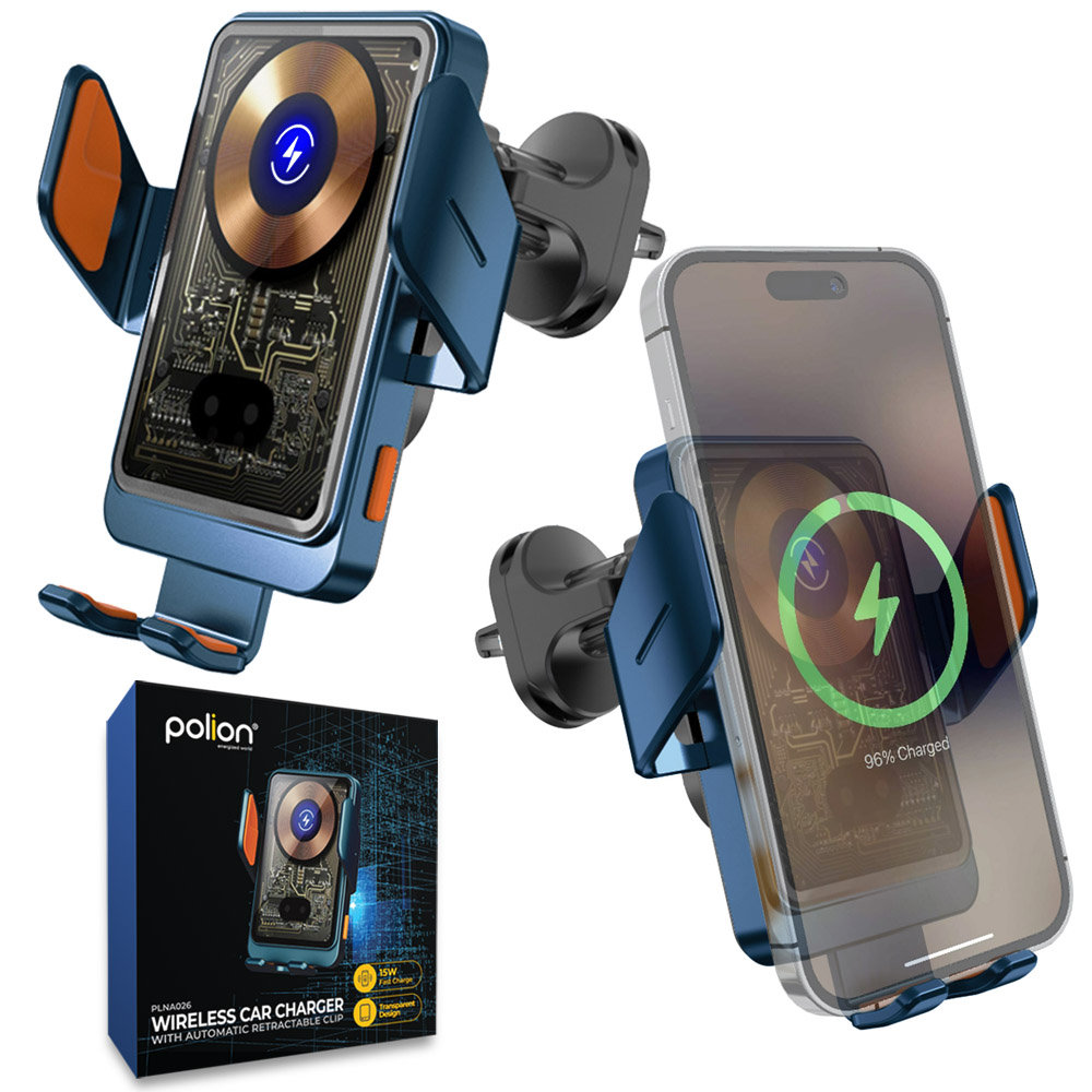 Mechaniczny uchwyt POLION na telefon z ładowaniem indukcyjnym 15W Qi ...