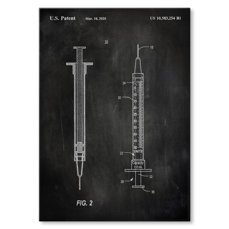 Medical syringe Slate Metalowy Plakat Blacha dekoracyjna Tabliczka ...