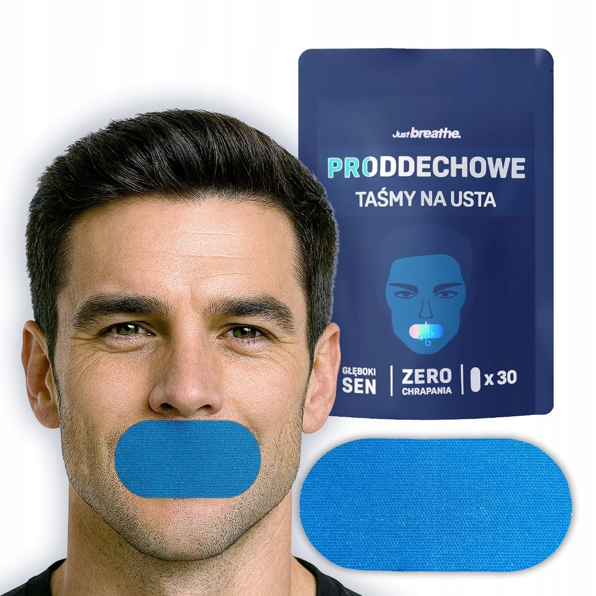 Medyczne Plastry na Usta Mouthtape Just Breathe na Chrapanie Lepszy Sen ...