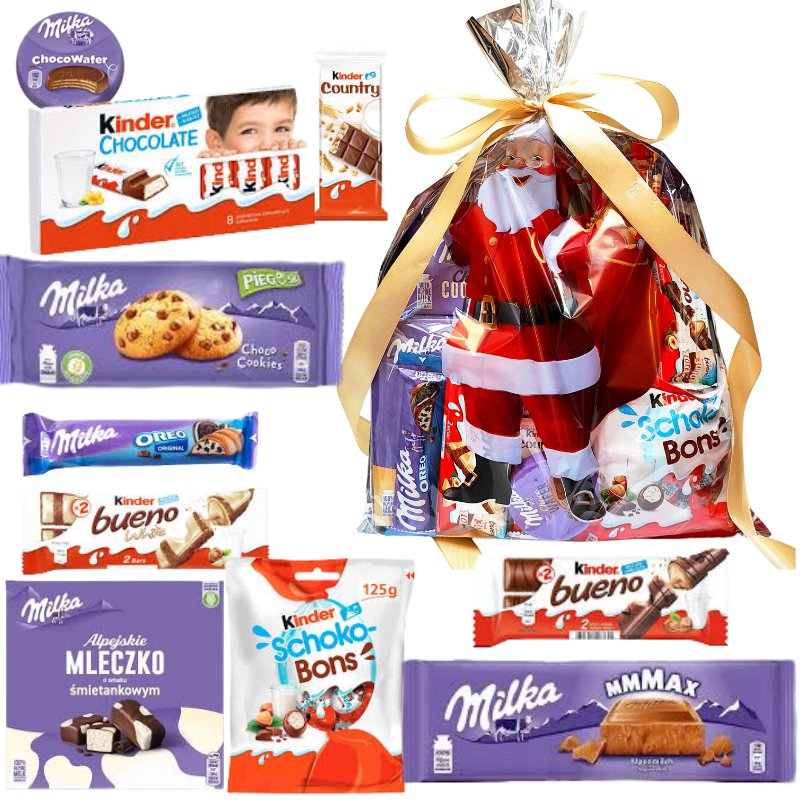Mega paczka świąteczna Mikołaj ze słodyczami Kinder Milka - Słodkie ...