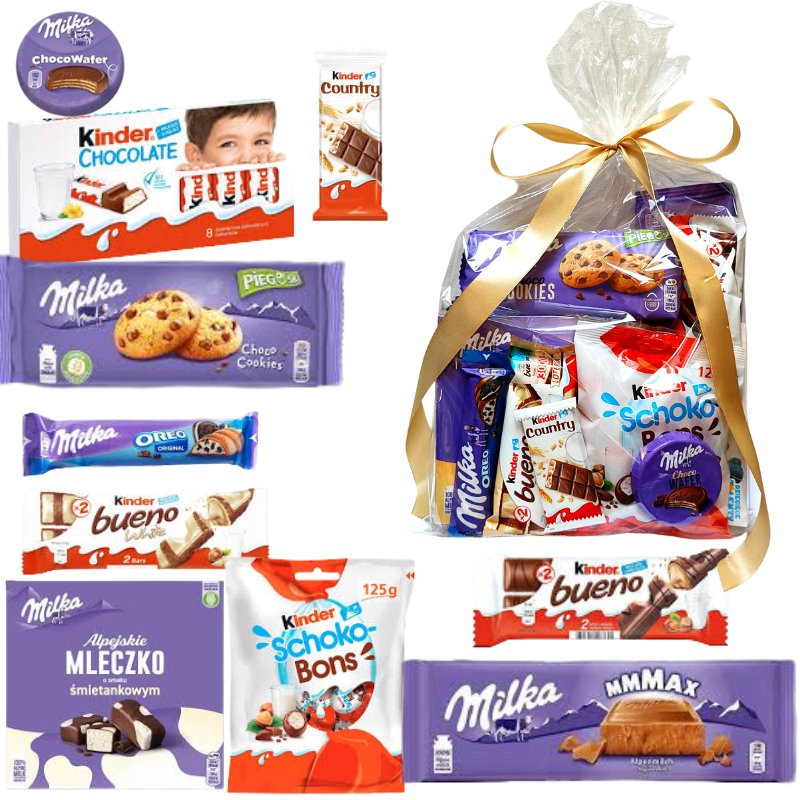 Mega paczka ze słodyczami Kinder i Milka - Słodkie Paczki | Sklep EMPIK.COM