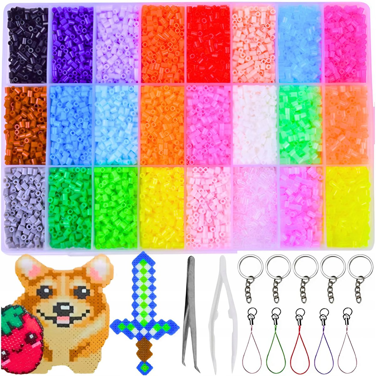 Mega Zestaw 24000 Koralików Do Prasowania 24 Kolory Różne Wzory Akcesoria - Memflow | Sklep ...