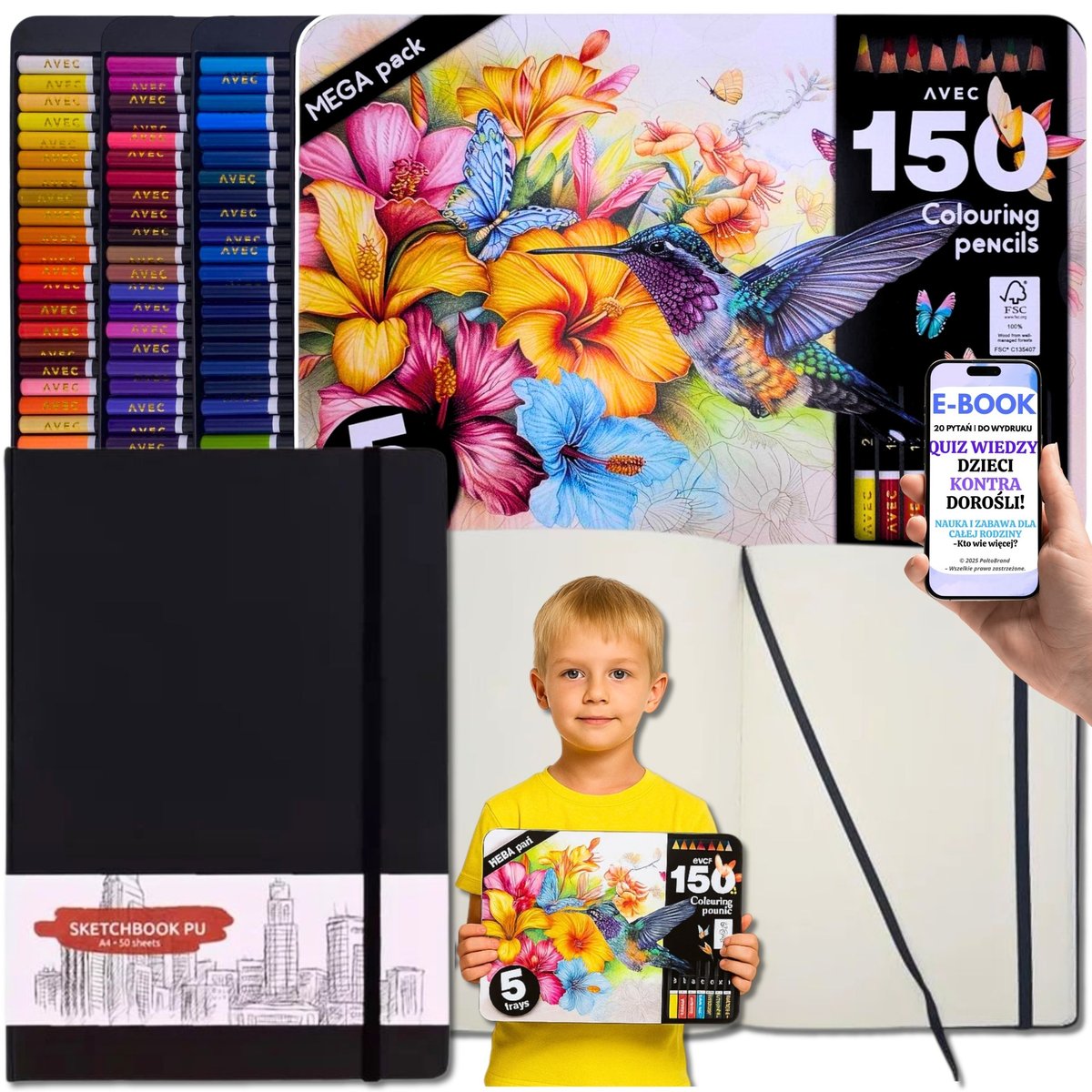MEGA ZESTAW KREDEK ARTYSTYCZNYCH + SZKICOWNIK BLOK DO RYSOWANIA | Kredki Ołówkowe Drewniane Dla ...