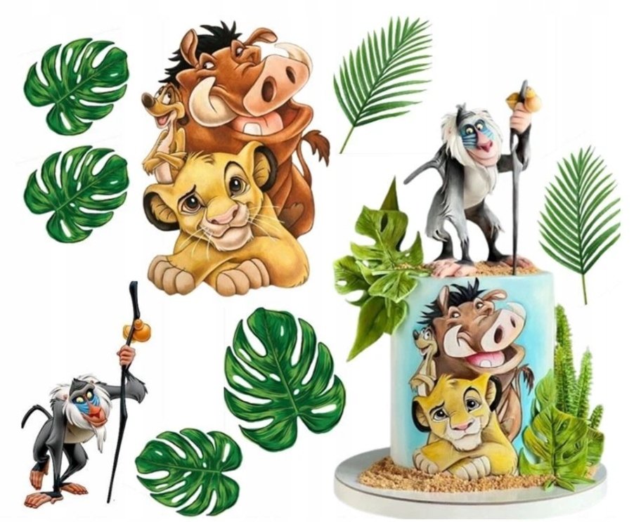 MEGA ZESTAW OPŁATEK NA TORT SIMBA TIMON KRÓL LEW + IMIĘ POSTACIE #11 ...