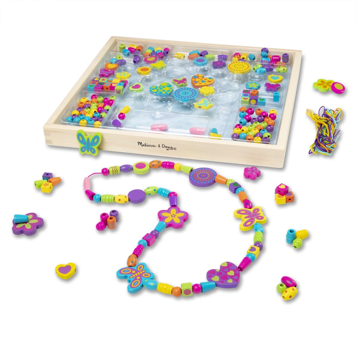 Melissa & Doug Drewniany Zestaw Koralików | Zabawa kreatywna| Zestaw ...