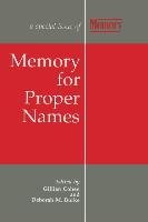Memory for Proper Names: A Special Issue of Memory - Cohen | Książka w ...