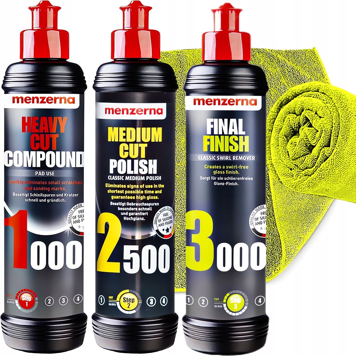 Menzerna Zestaw Pasta Polerska 1000 2500 3000 Do Polerowania Lakieru ...