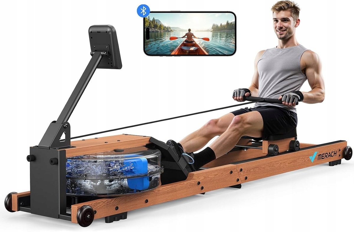 MERACH R28 Wioślarz treningowy wodny do 180 kg drewno nowy 2024 - Inna ...