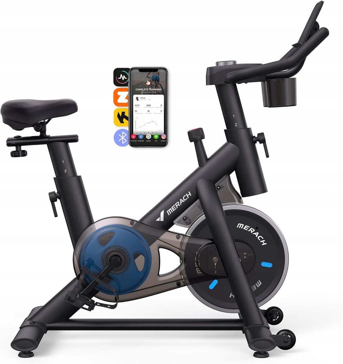 MERACH Rower domowy do 122 kg monitorem spinning bike do treningu ...