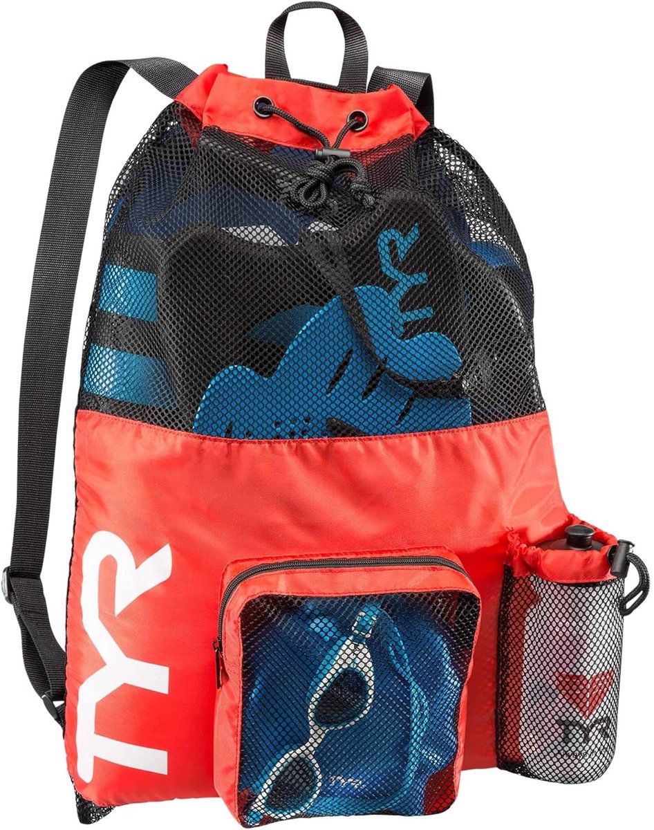 Mesh backpack for swimming, fitness and exercise gear, red, 40 liter ...