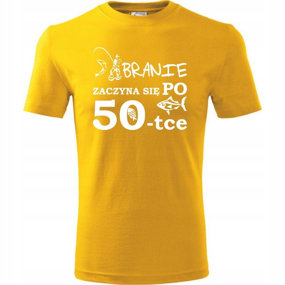 Męska Koszulka Nadruk Branie zaczyna się po 50 Super Prezent na 50 ...
