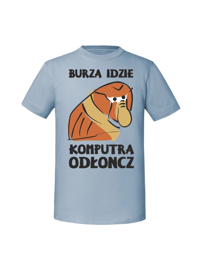 Męska koszulka z nadrukiem - BURZA IDZIE KOMPUTRA ODŁONCZ Mineralny ...