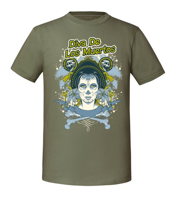 Męska koszulka z nadrukiem - Death Diva - Olive S - TAGFORCE | Moda ...