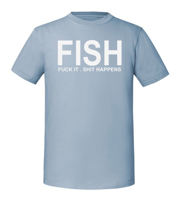 Męska koszulka z nadrukiem - FISH F_ck It. Shit Happens - Mineralny ...