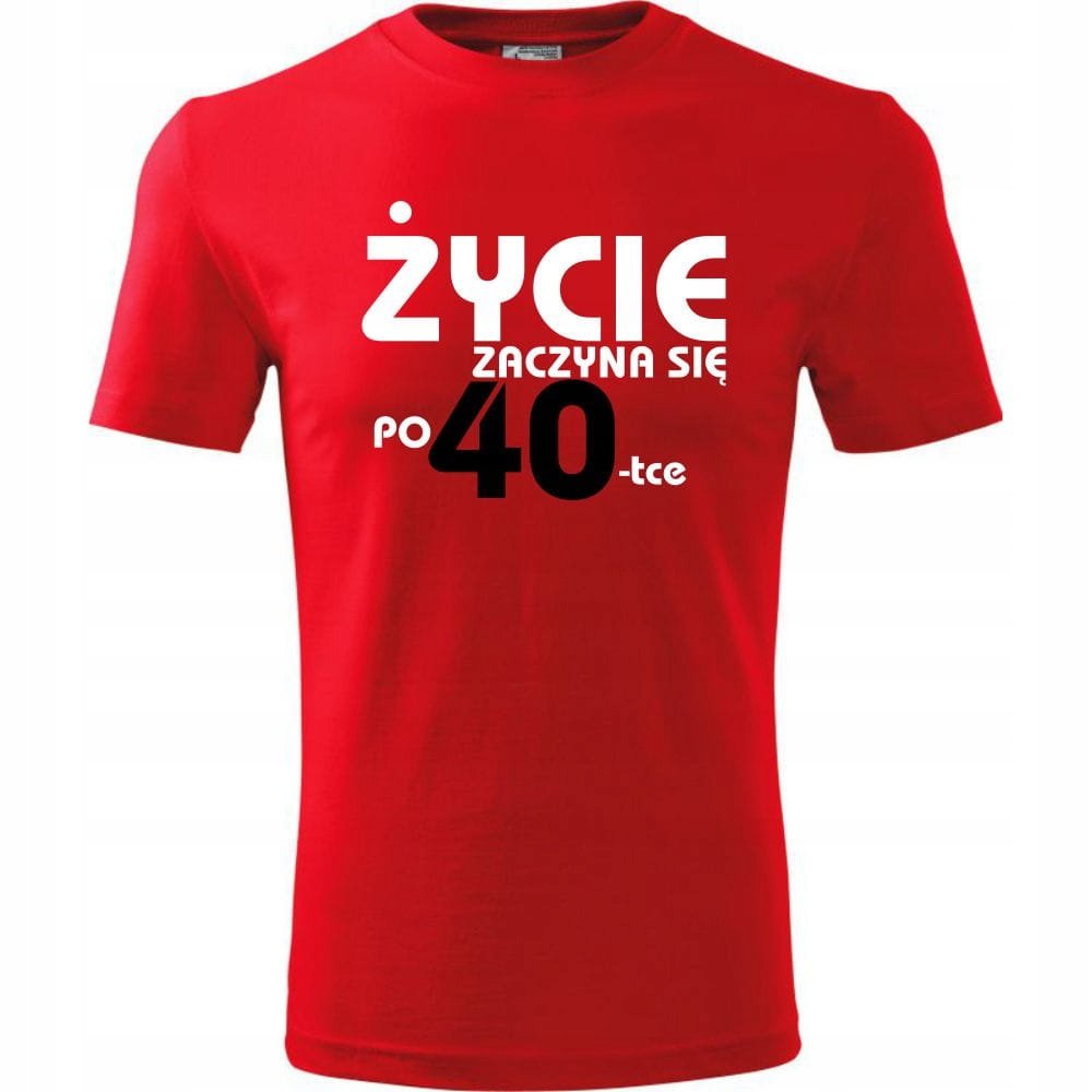 Męska Koszulka z Nadrukiem Życie zaczyna się po 40 na Prezent ...