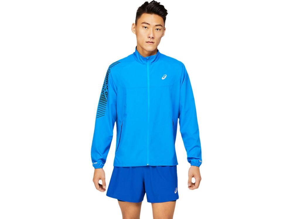 Męska Kurtka Do Biegania Asics Icon Jacket | Electric Blue/French Blue ...