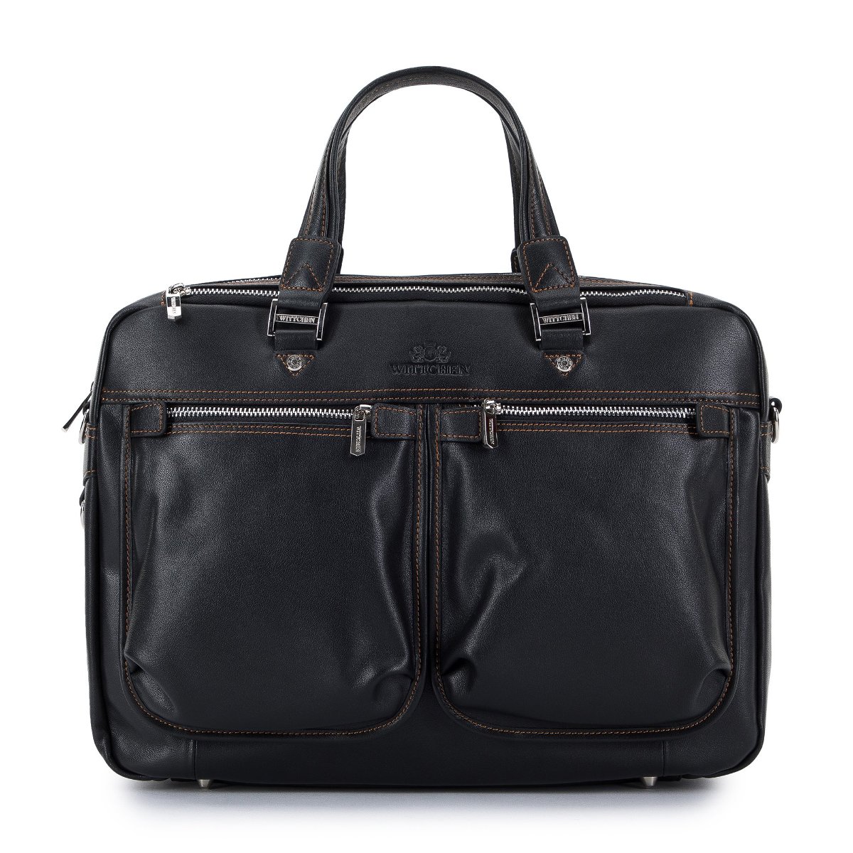 Męska torba na laptopa 13” skórzana z wypukłymi kieszeniami 95-3U-022-1 ...