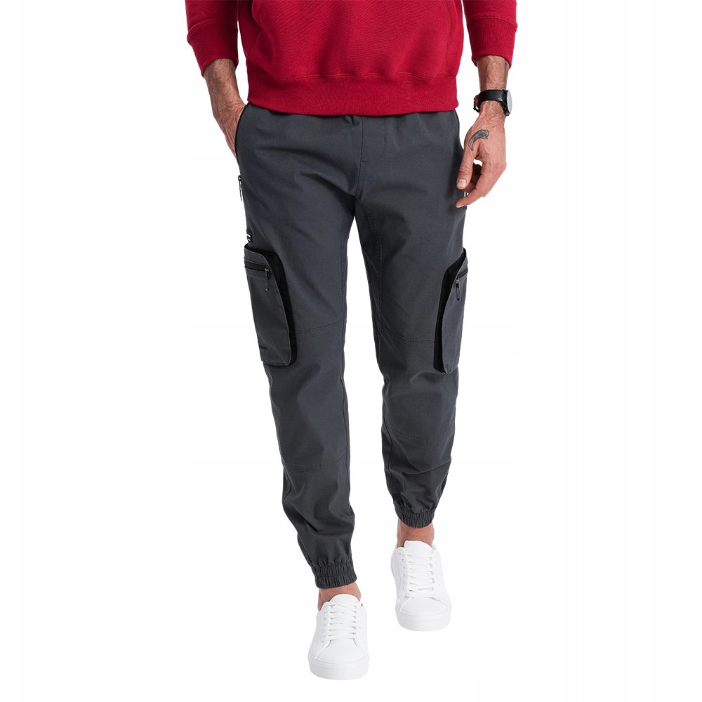 Męskie spodnie JOGGERY cargo grafitowe V6 OM-PAJO-0135 S - Ombre | Moda ...