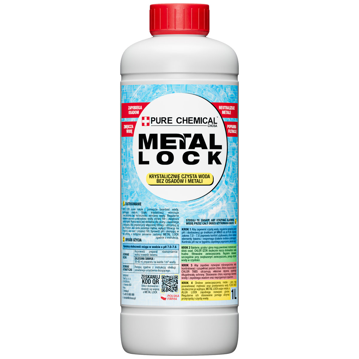 METAL LOCK CHEMIA DO BASENU USUWANIE OSADÓW WAPNIA METALI Z WODY 1l ...