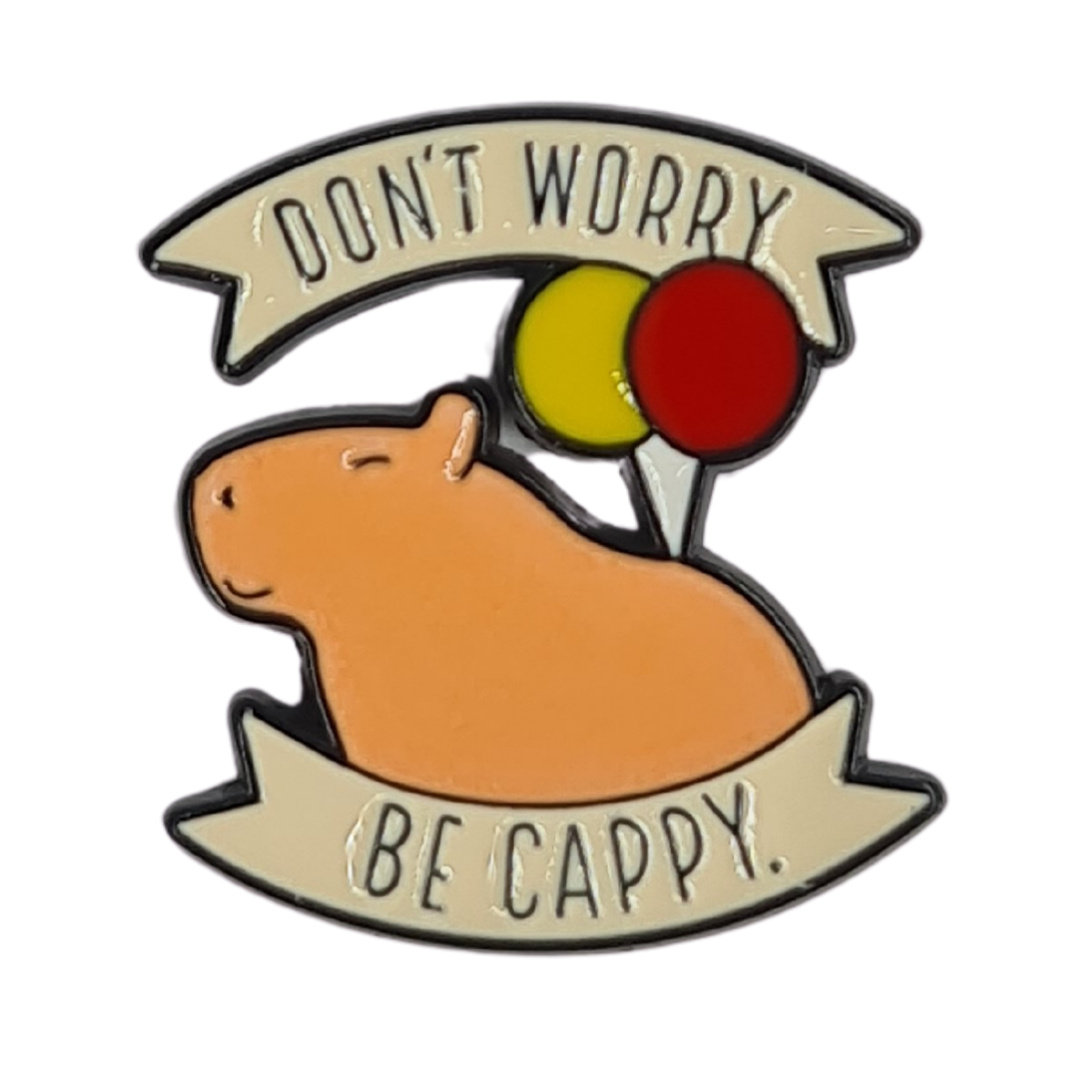 Metalowa Przypinka Kapibara Balony Don't Worry Be Cappy Capibara Pin ...