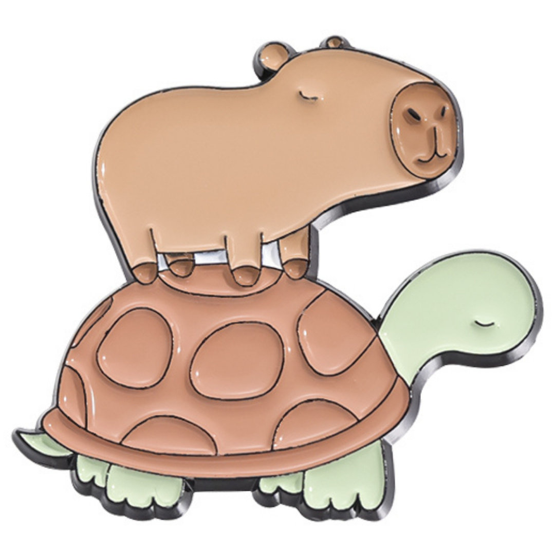 Metalowa Przypinka Kapibara I Żółw Capybara Turtle Pin - Inna marka ...