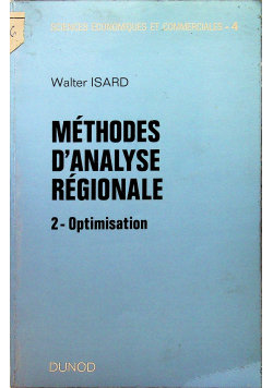 Methodes d analyse regionale 2 - Optimisation - Walter Isard | Książka ...