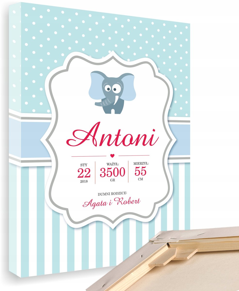 Metryczka A3 Obraz Na Płótnie Na Chrzest Urodziny - NaklejkiOzdobne | Sklep EMPIK.COM