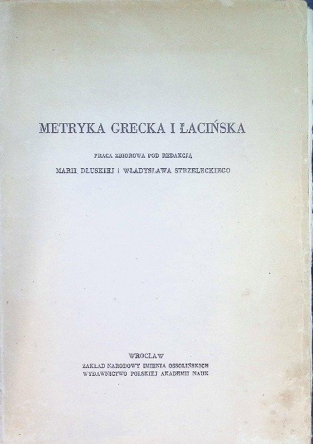 Metryka Grecka i Łacińska - Opracowanie zbiorowe | Książka w Empik