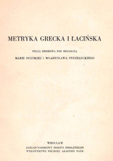 Metryka Grecka i Łacińska - Opracowanie zbiorowe | Książka w Empik