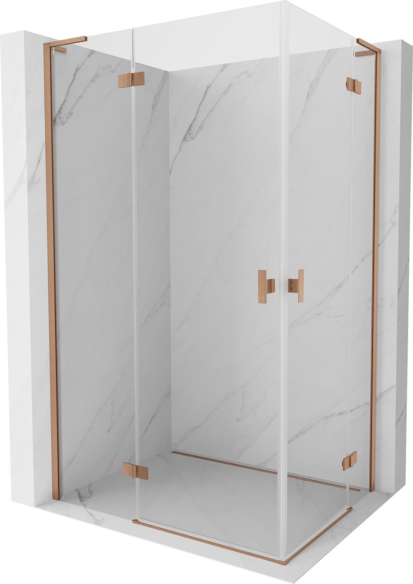 Mexen Mist-H L Duo kabina prysznicowa uchylna 85 x 75 cm, transparent, miedź szczotkowana - 8A5L ...