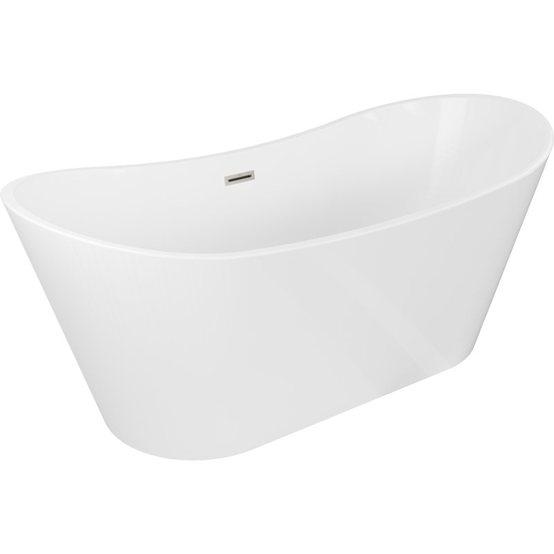 Mexen Montana wanna wolnostojąca 150 x 75 cm, biała, przelew nikiel ...