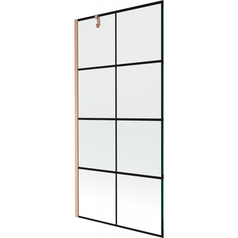 Mexen Next parawan nawannowy 1-skrzydłowy 90 x 150 cm, czarny wzór, miedź szczotkowana - 895-090 ...