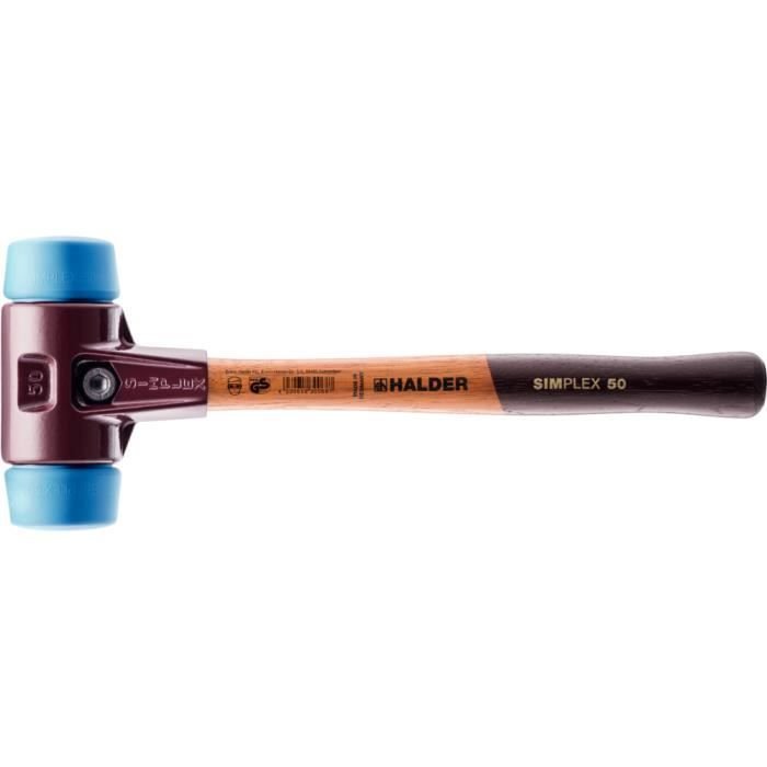 Miękki młotek HALDER SIMPLEX TPE z obudową z żeliwa ciągliwego i drewnianą rękojeścią - D=60 mm ...