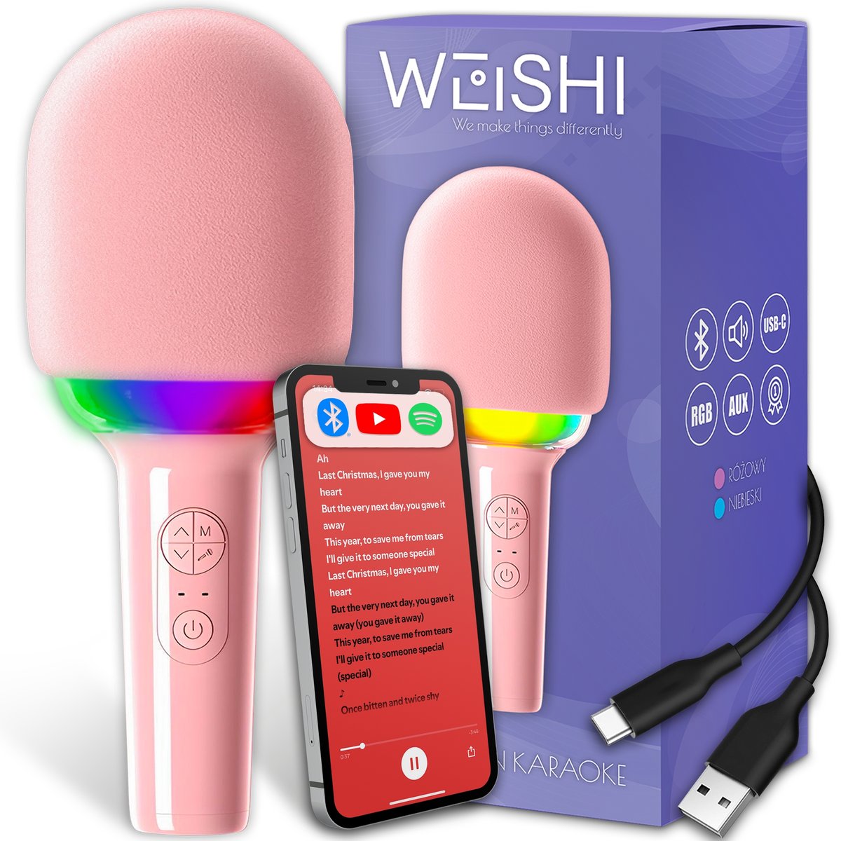 MIKROFON KARAOKE G O NIK BLUETOOTH USB LED BEZPRZEWODOWY PREZENT DLA DZIECI - Inny producent ...