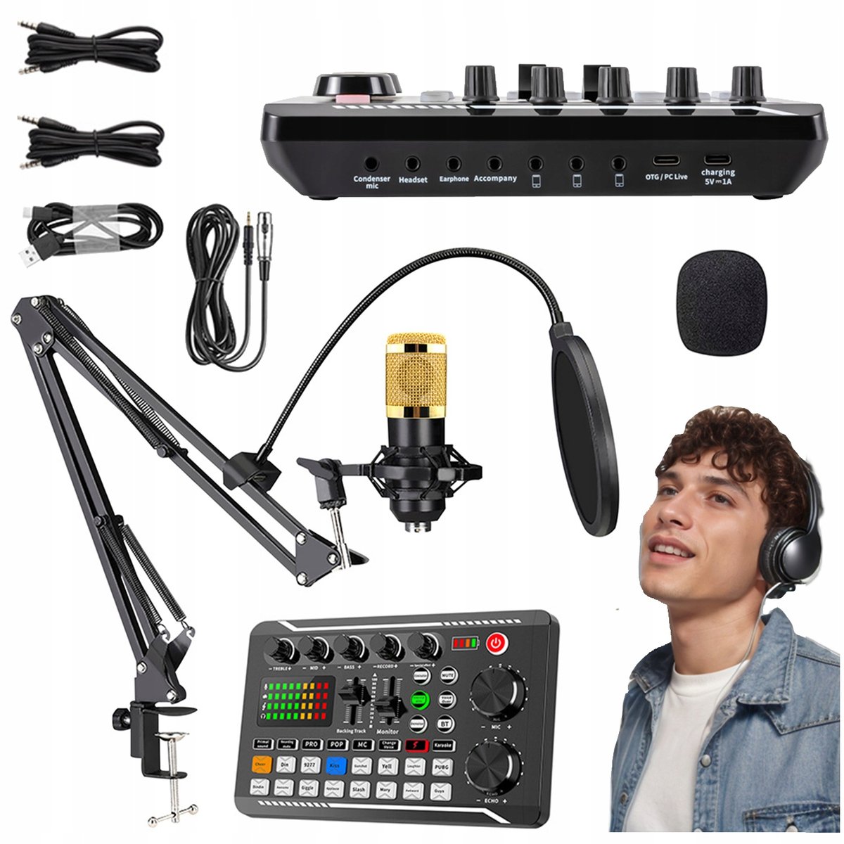 Mikrofon Studyjny Pojemno ciowy + Karta D wi kowa Mikser Statyw Zestaw - Ecommerce Empire ...