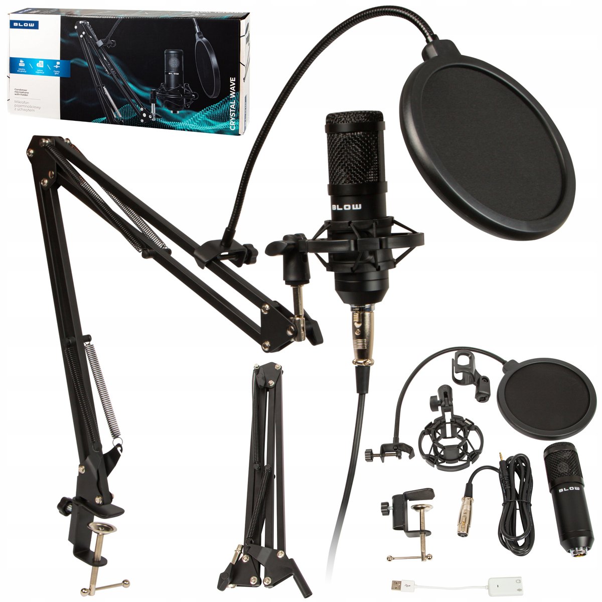 Mikrofon Studyjny Usb Jack Blow Pojemnościowy Gamingowy Statyw Filtr ...