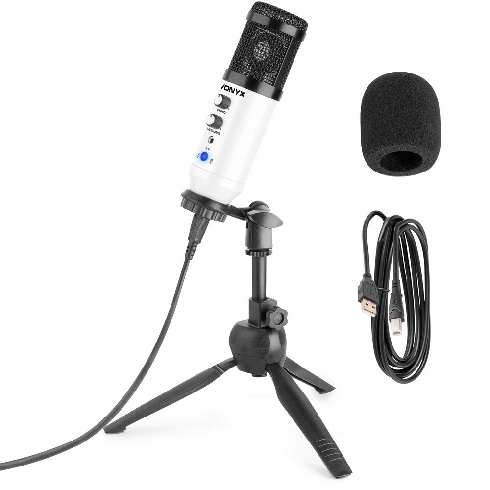 Mikrofon studyjny USB Vonyx CM320W ze statywem stołowym - biały - VONYX ...