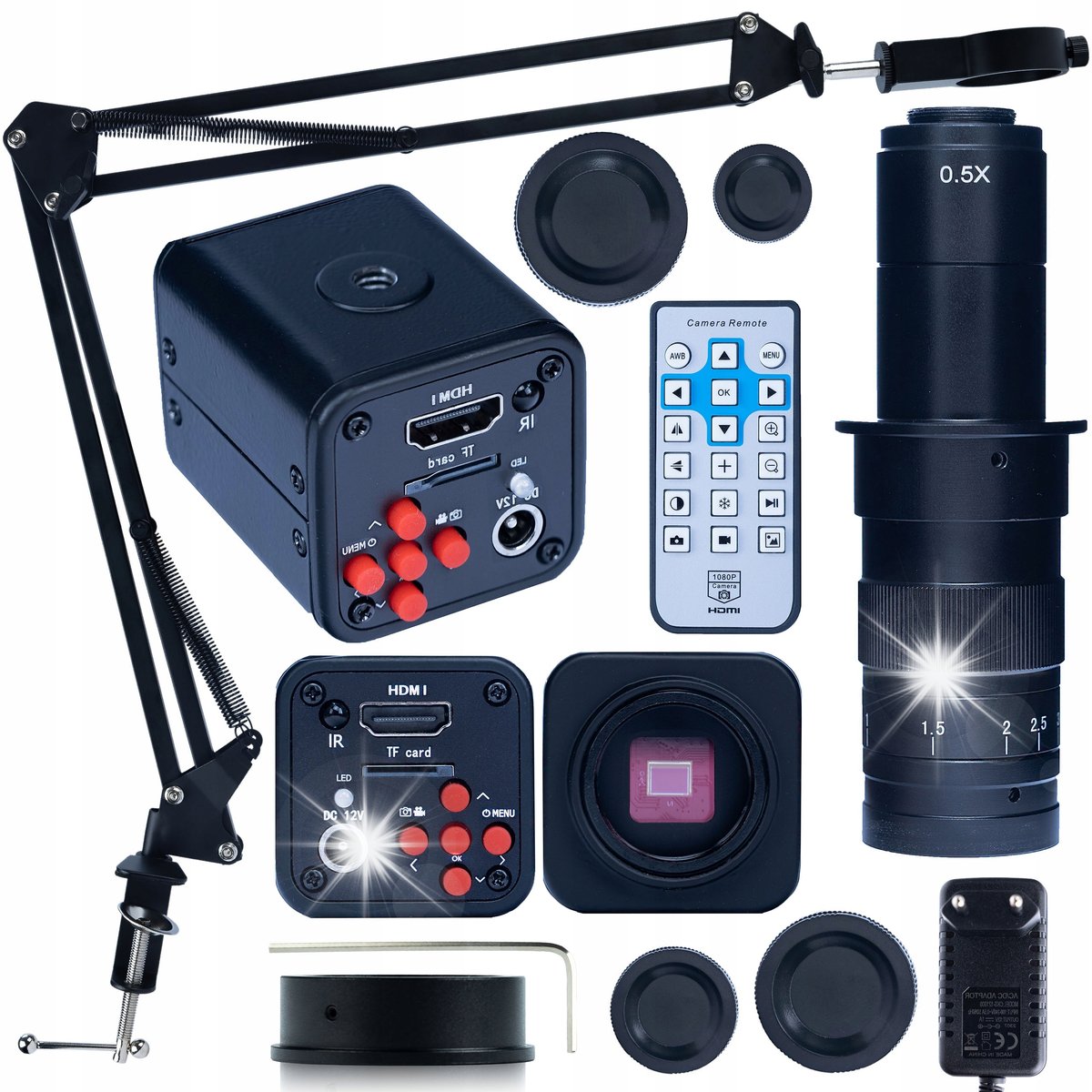 MIKROSKOP CYFROWY Z KAMERĄ NORMA BLACK PRO WYSIĘGNIK I OBIEKTYW 180X ...