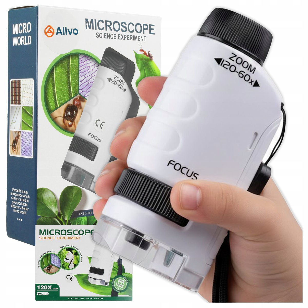 MIKROSKOP EDUKACYJNY DLA DZIECI OPTYCZNY RĘCZNY ZOOM 120-60x LED NA ...