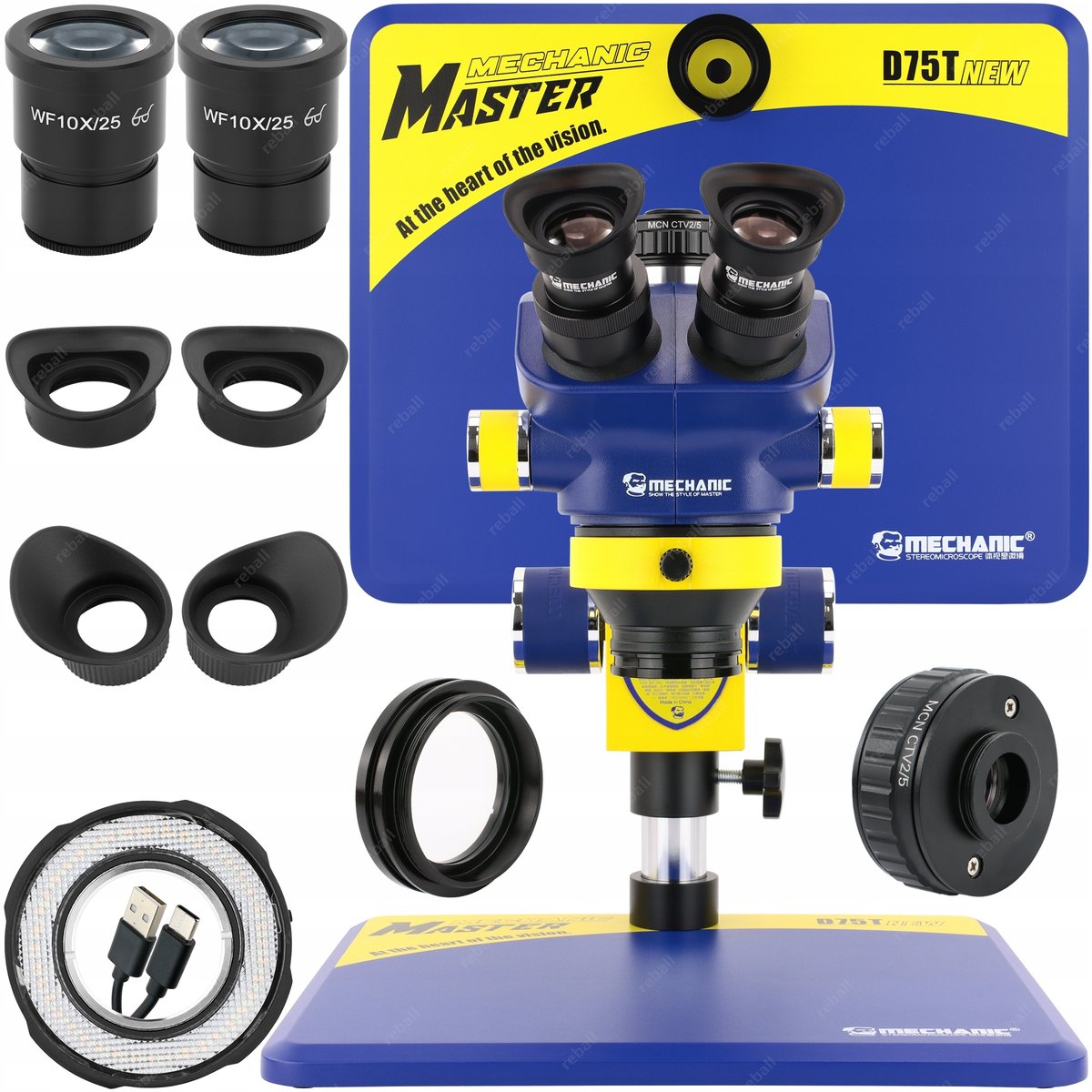 MIKROSKOP STEREOSKOPOWY DLA ELEKTRONIKA MECHANIC D75T-B11 7-50x WF10/25 ...